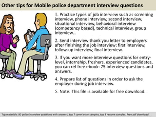 Mobile police department interview questions | PPTX
