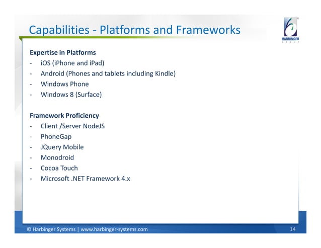 Harbinger Systems Mobile App Development Practice Group | PPT