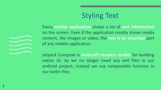 Mobile Programming - 5 Stylling Text and State | PPT