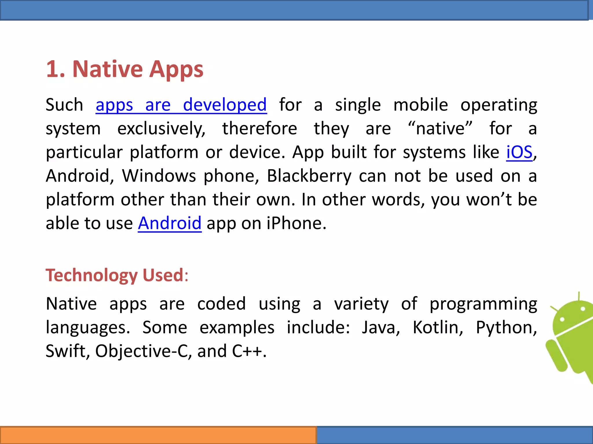 Types of Mobile Applications | PPTX