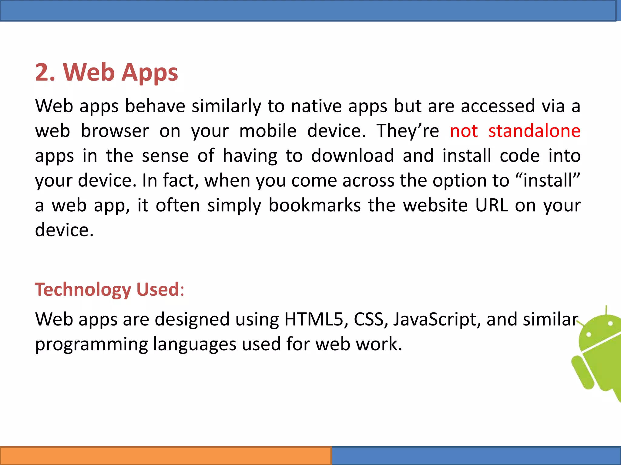 Types of Mobile Applications | PPTX