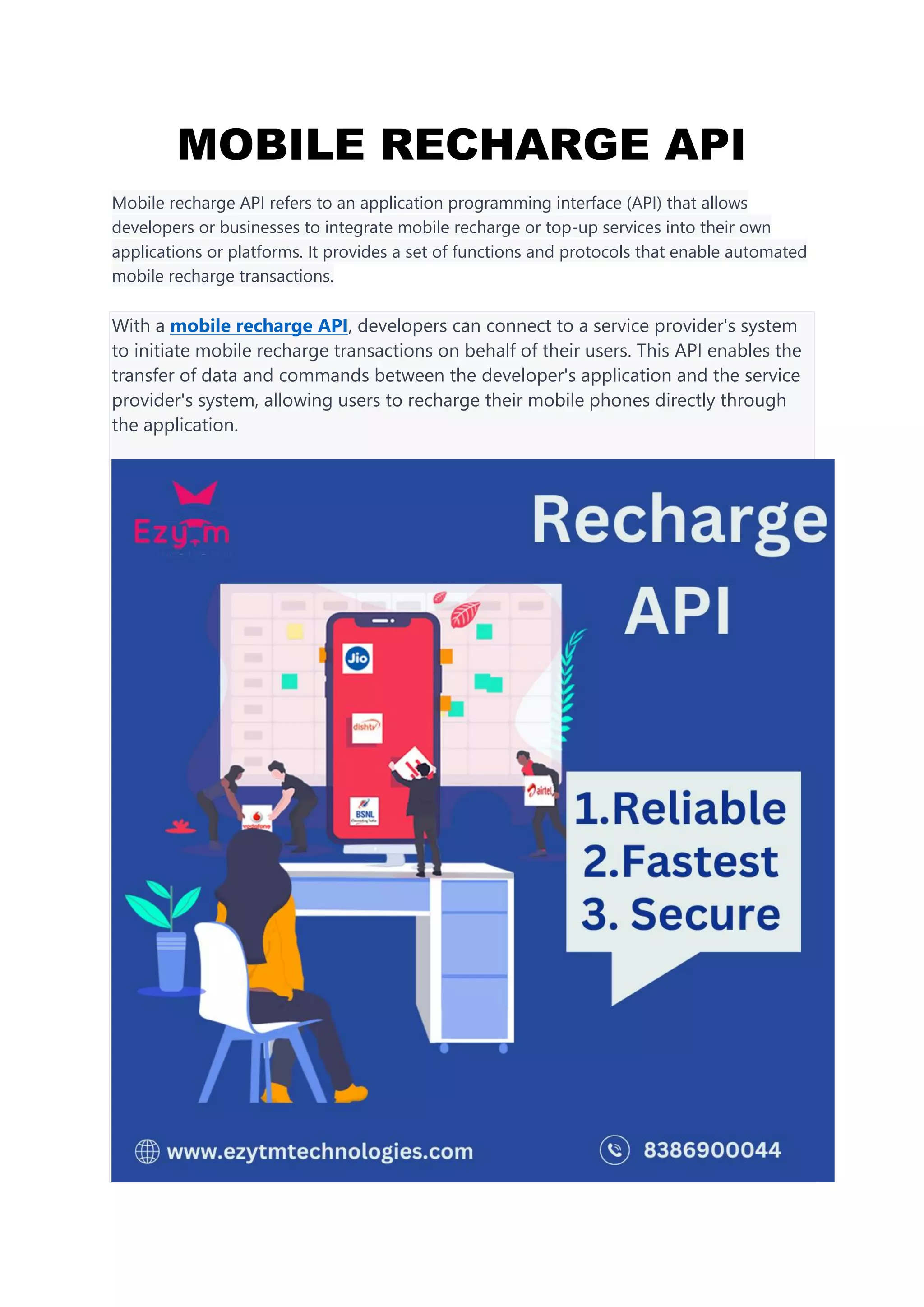 A Brief Introduction About the Mobile Recharge API and How It Works | PDF