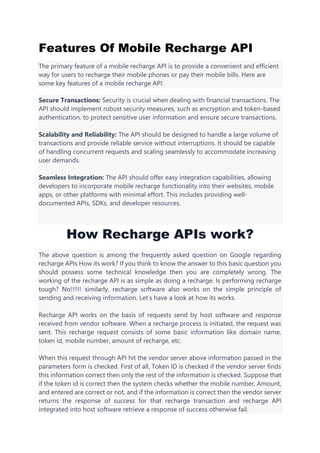 A Brief Introduction About the Mobile Recharge API and How It Works | PDF