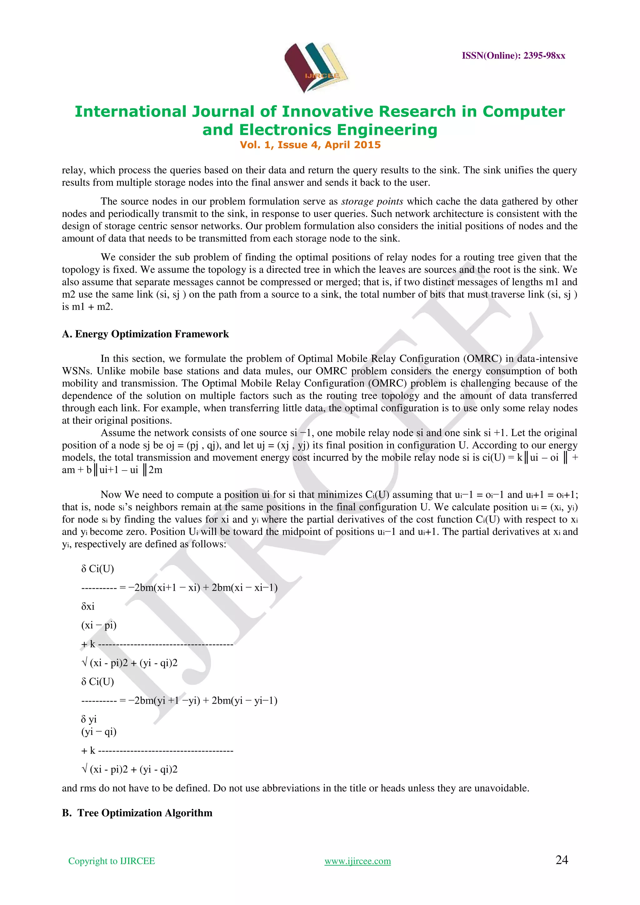 Mobile Relay in Data-Intensive using Routing Tree WSN | PDF