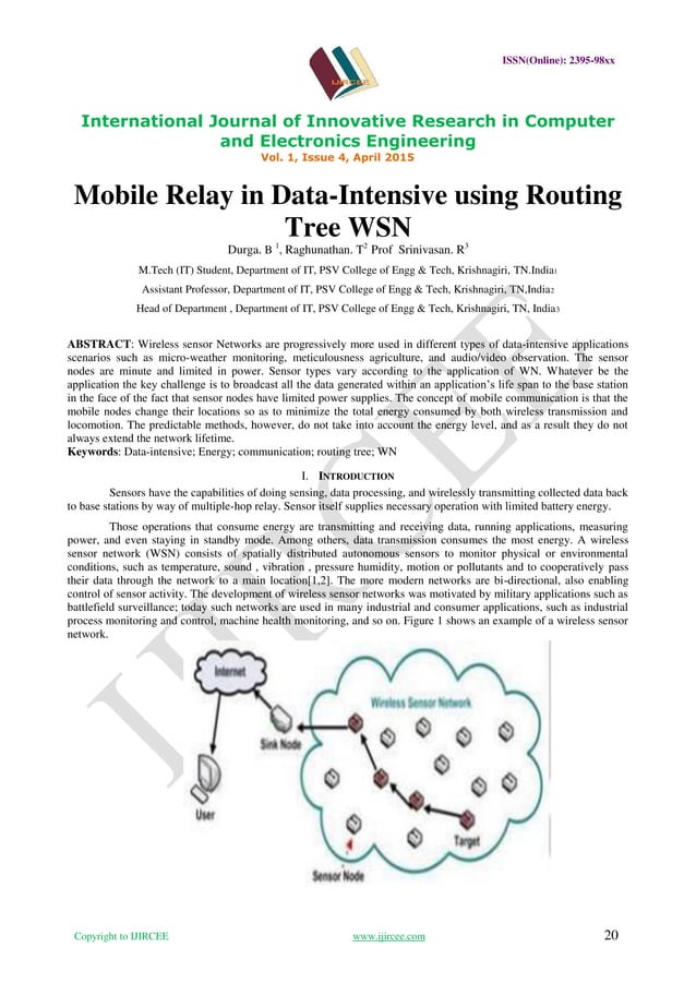 Mobile Relay in Data-Intensive using Routing Tree WSN | PDF