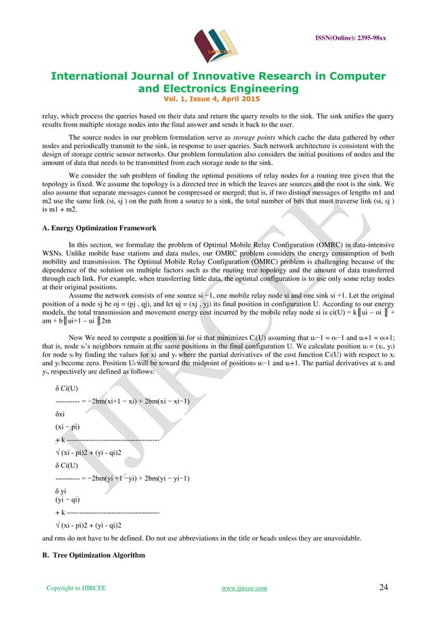 Mobile Relay in Data-Intensive using Routing Tree WSN | PDF