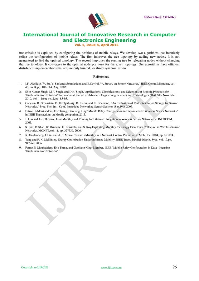 Mobile Relay in Data-Intensive using Routing Tree WSN | PDF