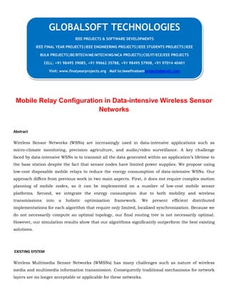 Mobile relay configuration in data intensive wireless sensor networks ...