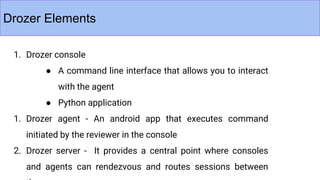 Mobile security and drozer tool demo | PPTX