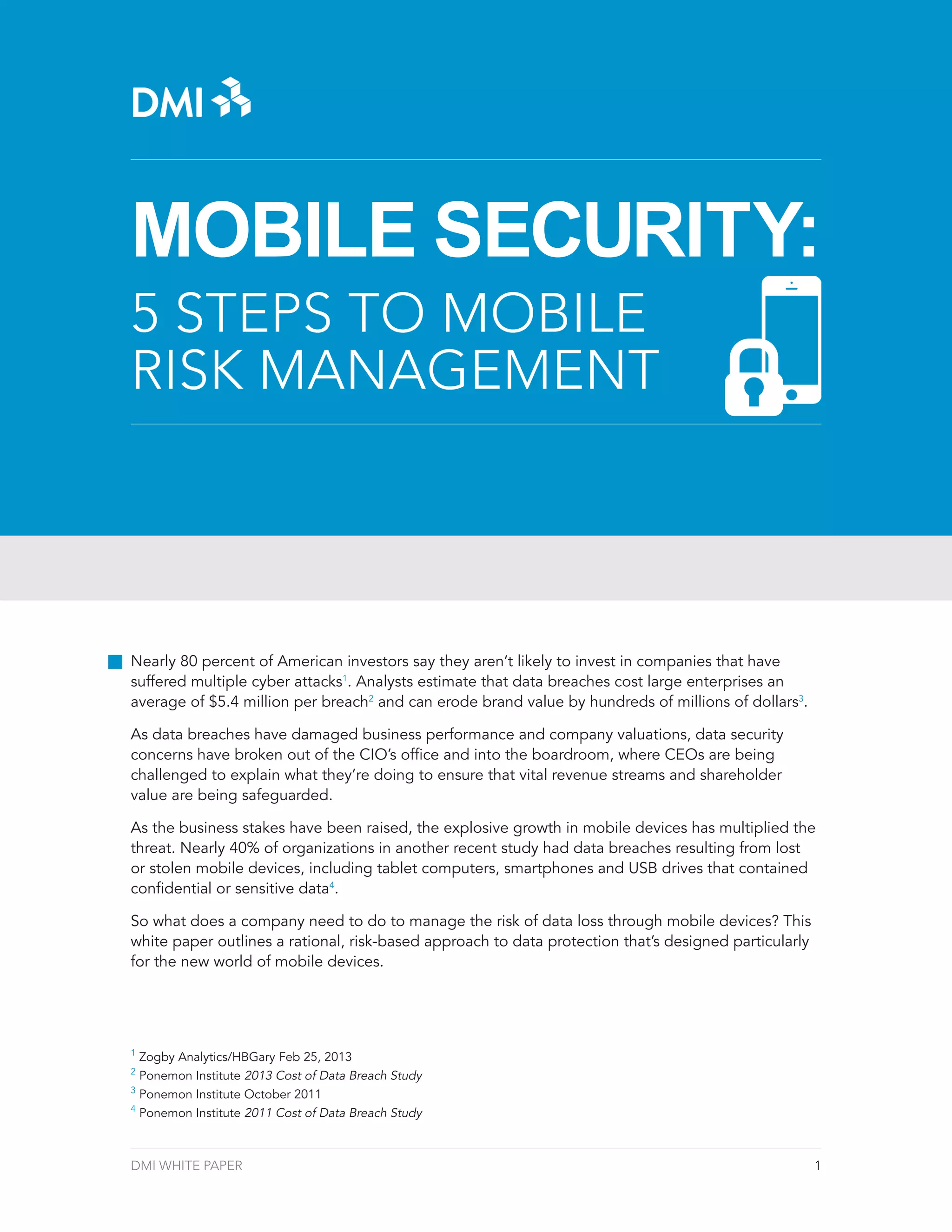 Mobile Security: 5 Steps to Mobile Risk Management | PDF