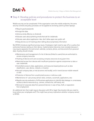 Mobile Security: 5 Steps to Mobile Risk Management | PDF