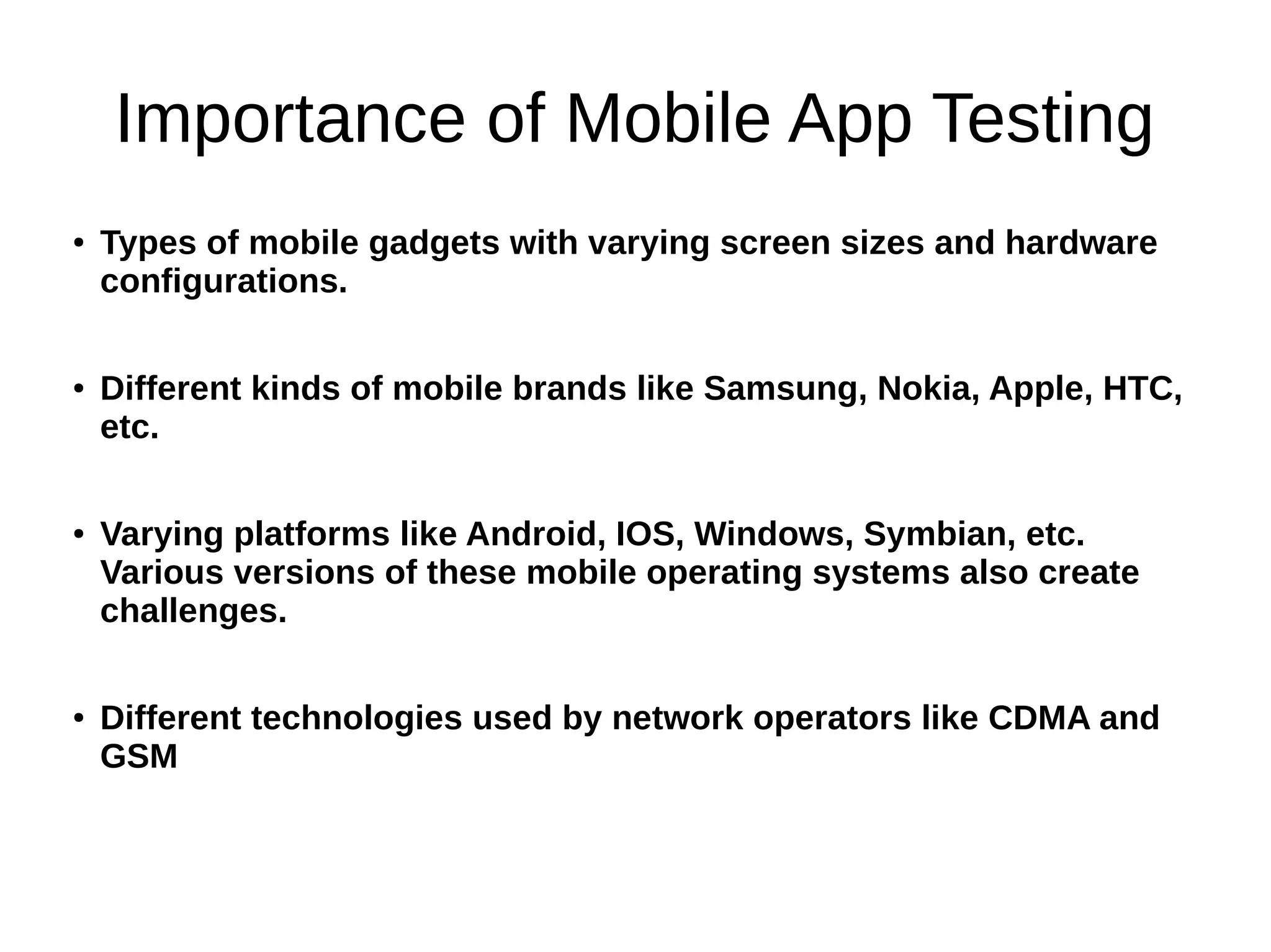 Mobile Software Testing Guide Odp Operating Systems Computer Software And Applications