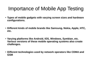 Mobile software testing guide | ODP | Operating Systems | Computer ...