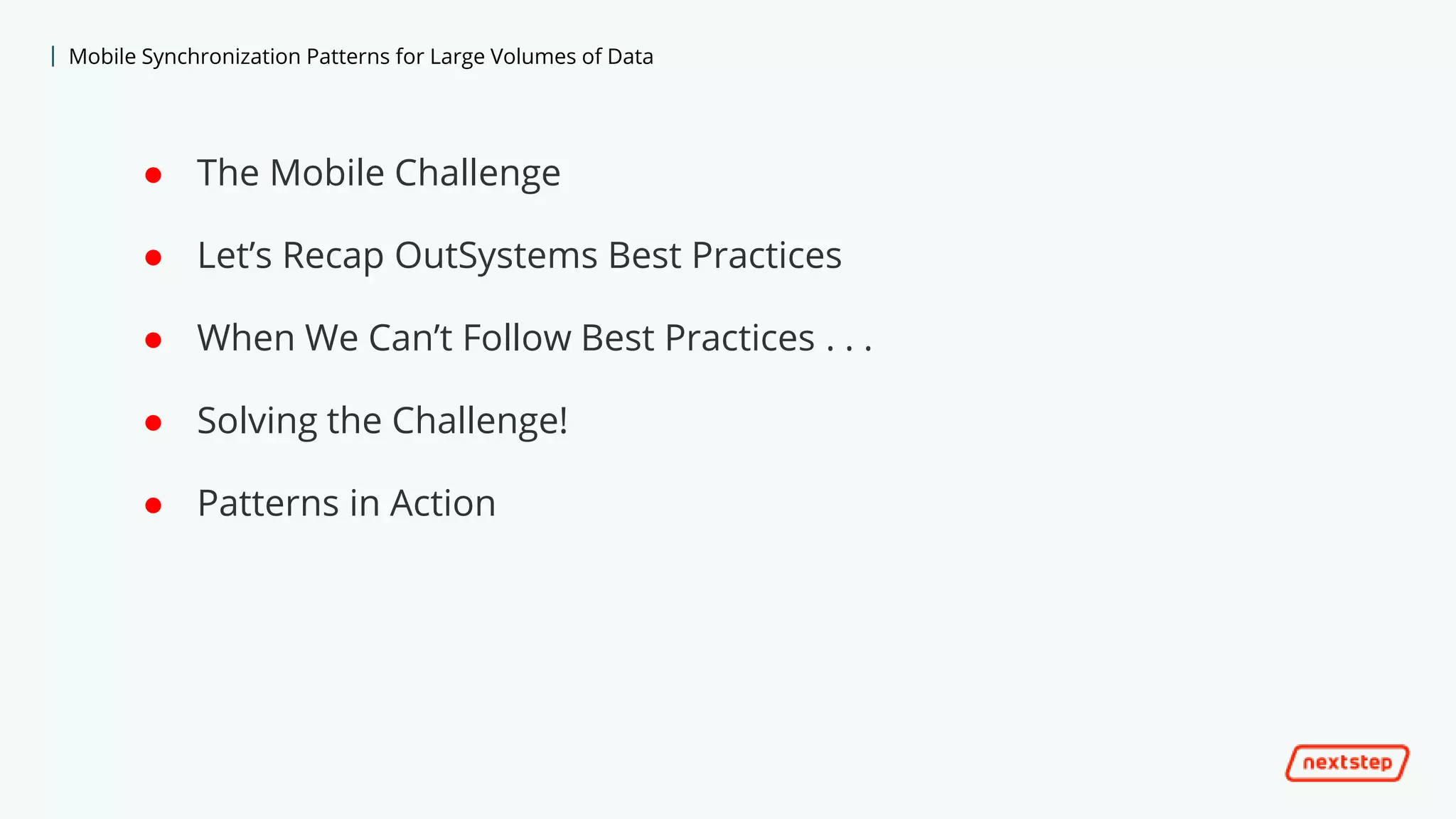 Mobile Synchronization Patterns for Large Volumes of Data | PPTX