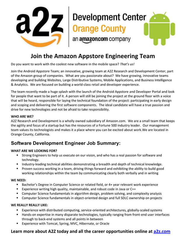 Mobile Developer | DOCX | Computing | Technology & Computing