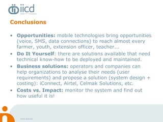 Mobile tech4livelihoods | PPT | Phone Services | Home Utilities