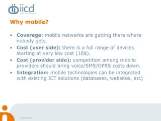 Mobile tech4livelihoods | PPT | Phone Services | Home Utilities