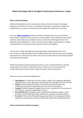 Mobile Technology's Role in the Digital Transformation of Businesses ...