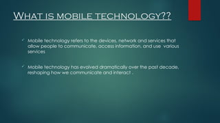 mobile technologyy what it is and evolution | PPTX | Smartphones ...