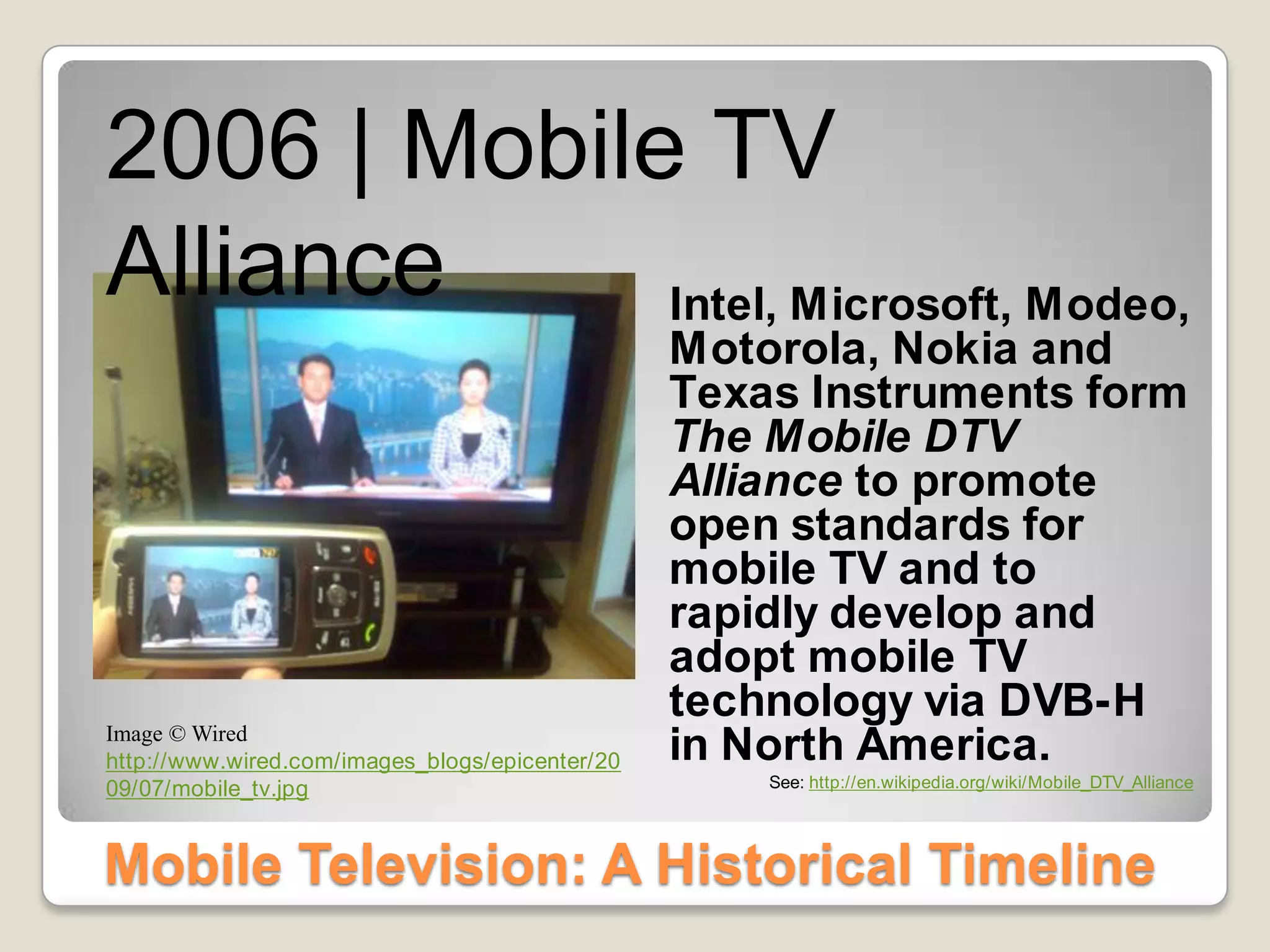 Mobile Television | Historical Timeline | PPTX