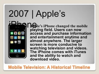 Mobile Television | Historical Timeline | PPTX