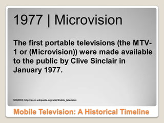 Mobile Television | Historical Timeline | PPT