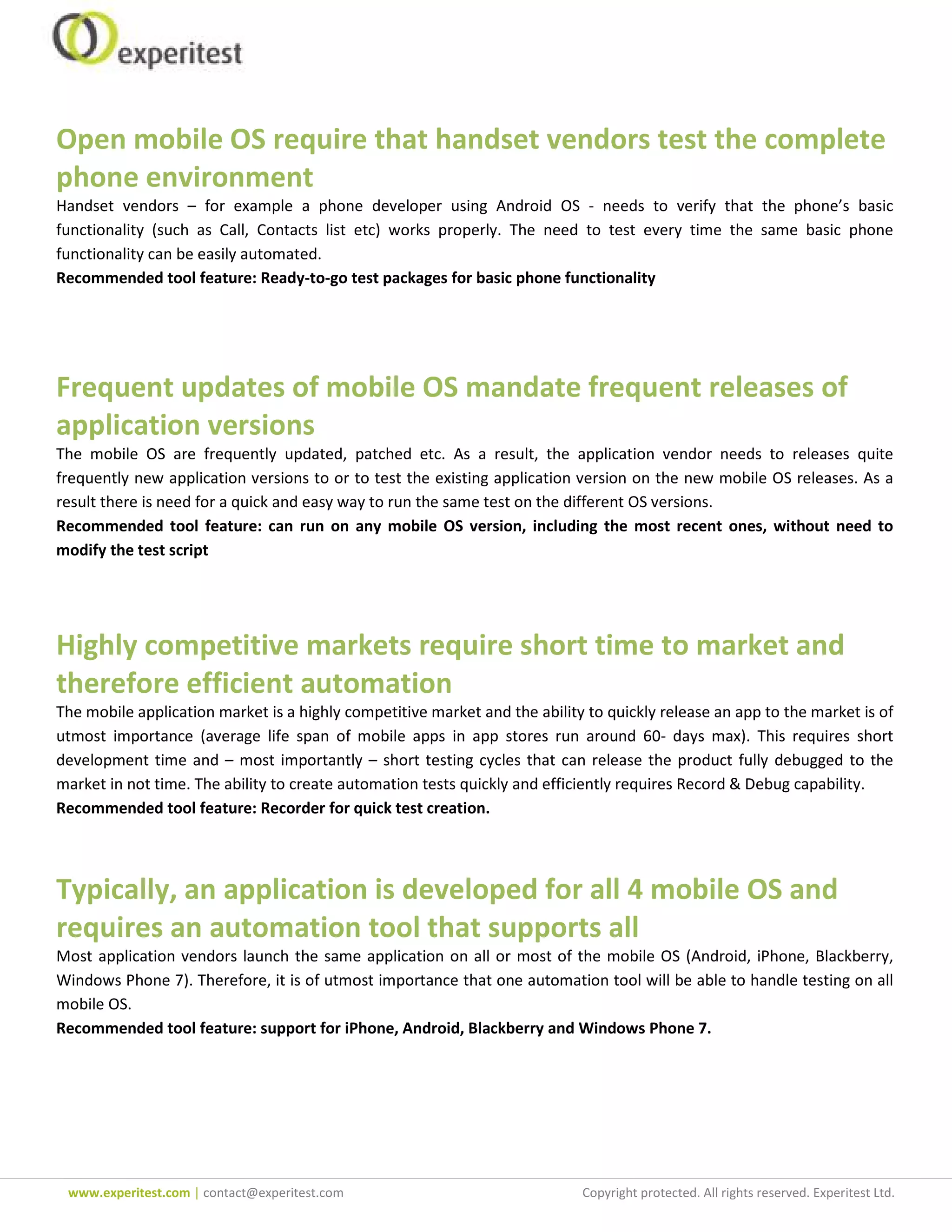 Mobile Test Automation Overview And Tools Evaluation Pdf Operating
