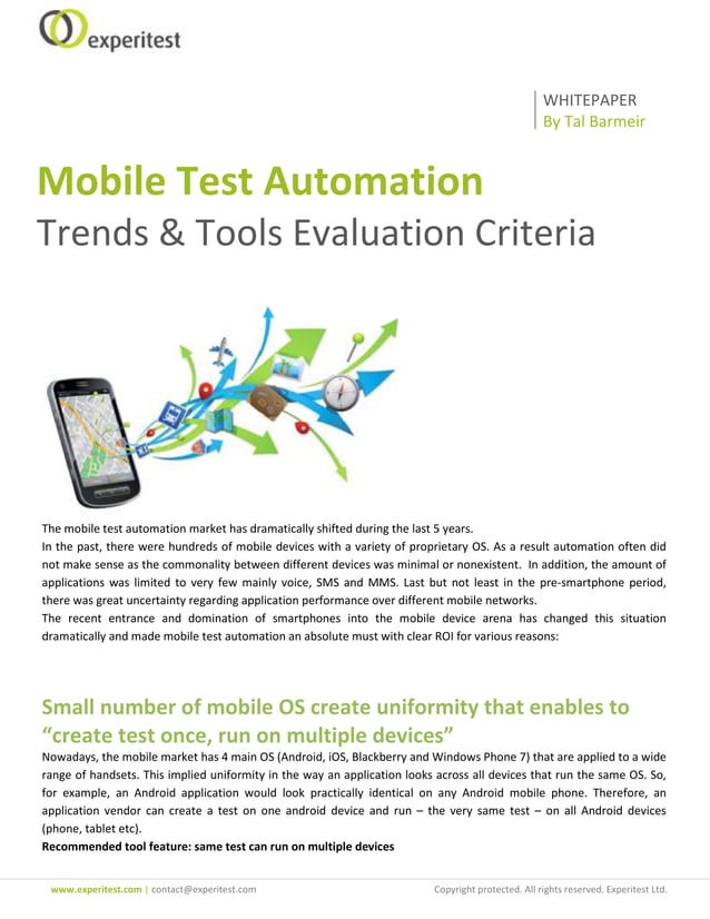 Mobile Test Automation Overview And Tools Evaluation Pdf Operating