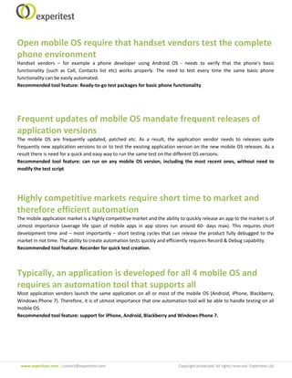 Mobile test automation overview & tools evaluation | PDF