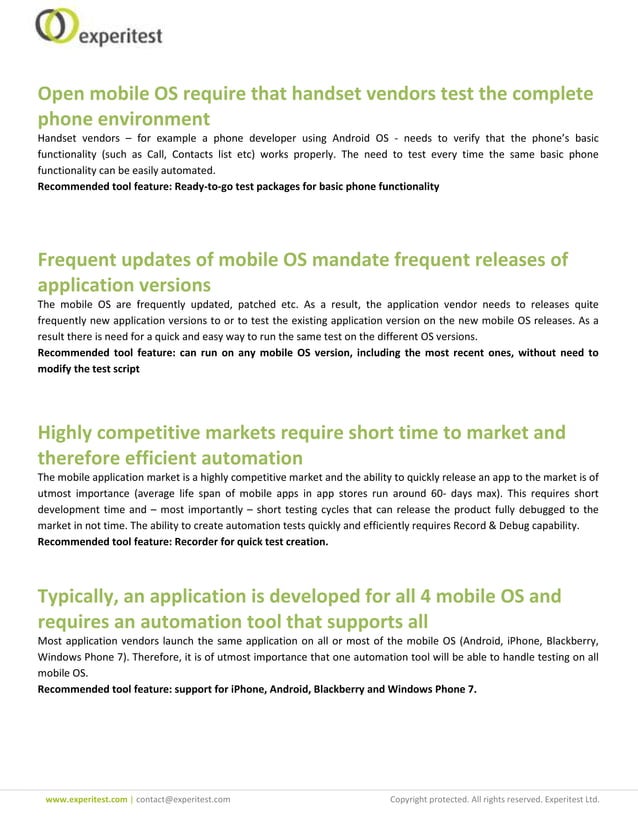 Mobile test automation overview & tools evaluation | PDF Mobile test automation overview & tools evaluation | PDF