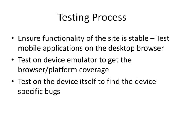 Mobile Testing Practices Ppt