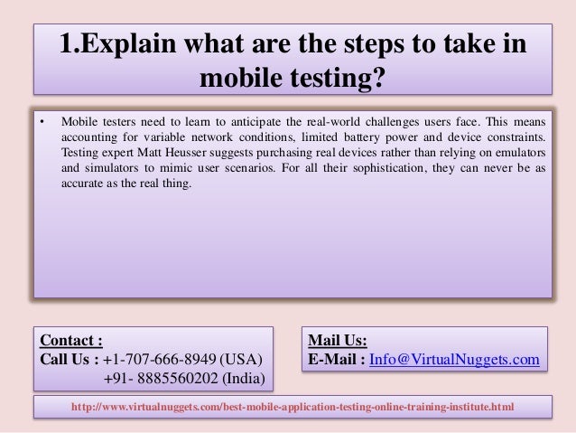 Mobile Testing Questions And Answers