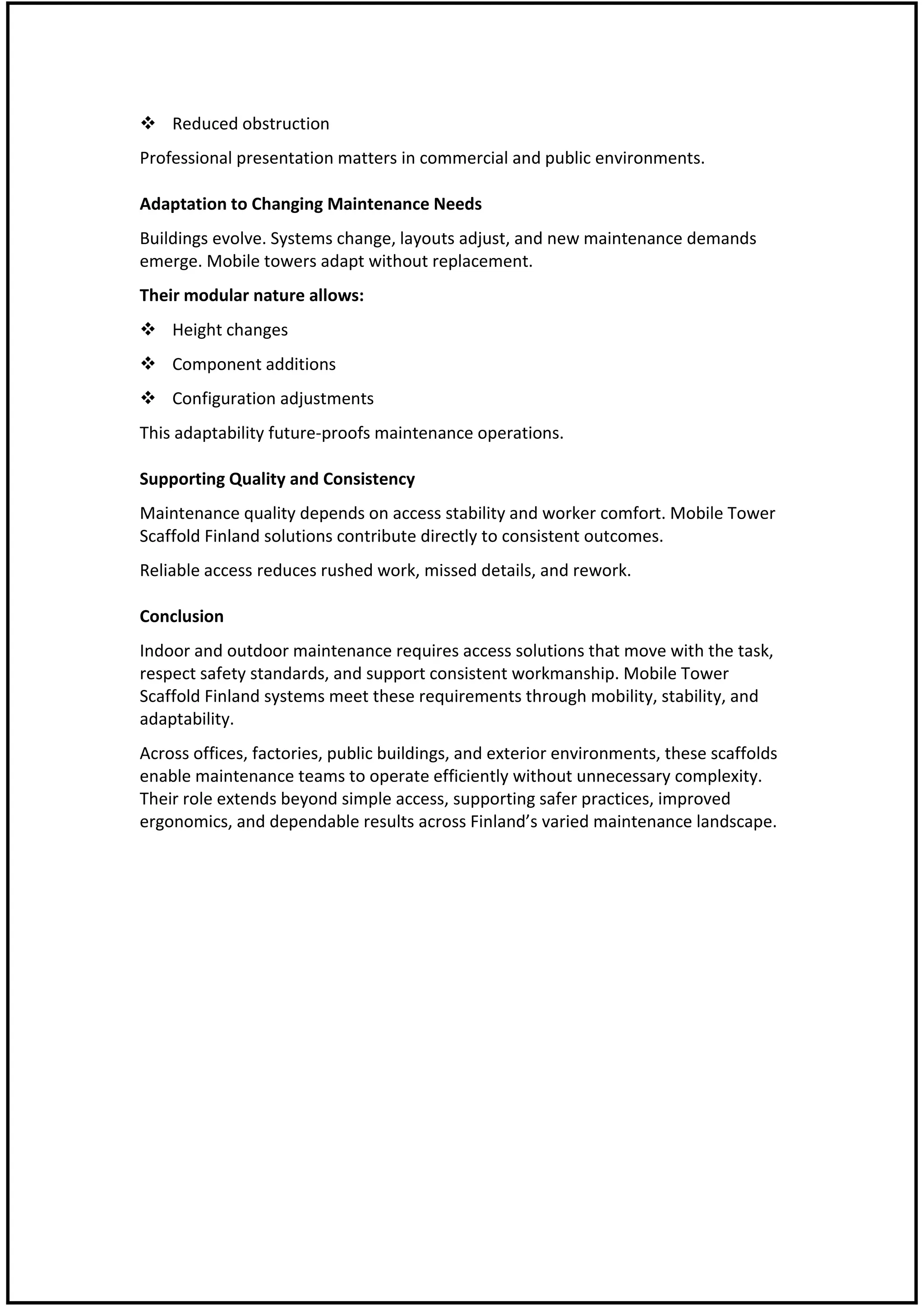 Mobile Tower Scaffold Finland for Indoor and Outdoor Maintenance Work | PDF