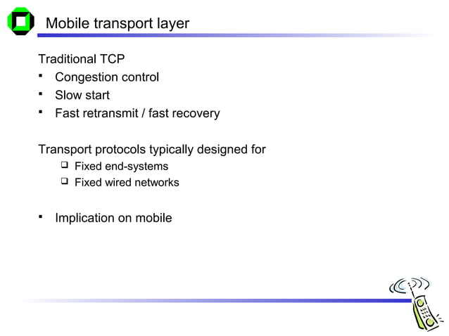 Mobile transport layer | PPT | Computer Networking | Computing