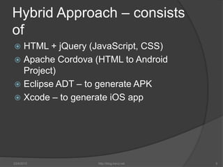 Mobile Web App development multiplatform using phonegap-cordova | PPTX