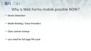 Mobile ASP.Net Web Forms - Making the impossible possible | FalafelCON 2014 | PDF | Web Design ...