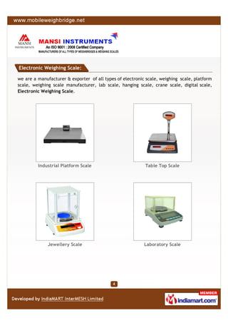 Mansi Instruments, Ahmedabad, Weighing Scales | PDF | Commercial Trucks | Auto Body Styles