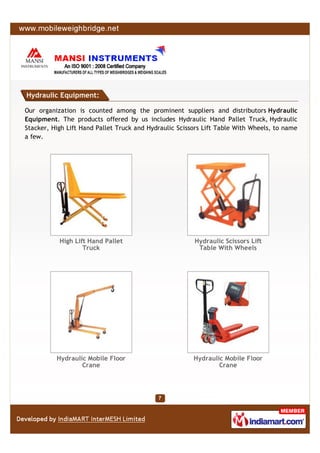 Mansi Instruments, Ahmedabad, Weighing Scales | PDF | Commercial Trucks | Auto Body Styles