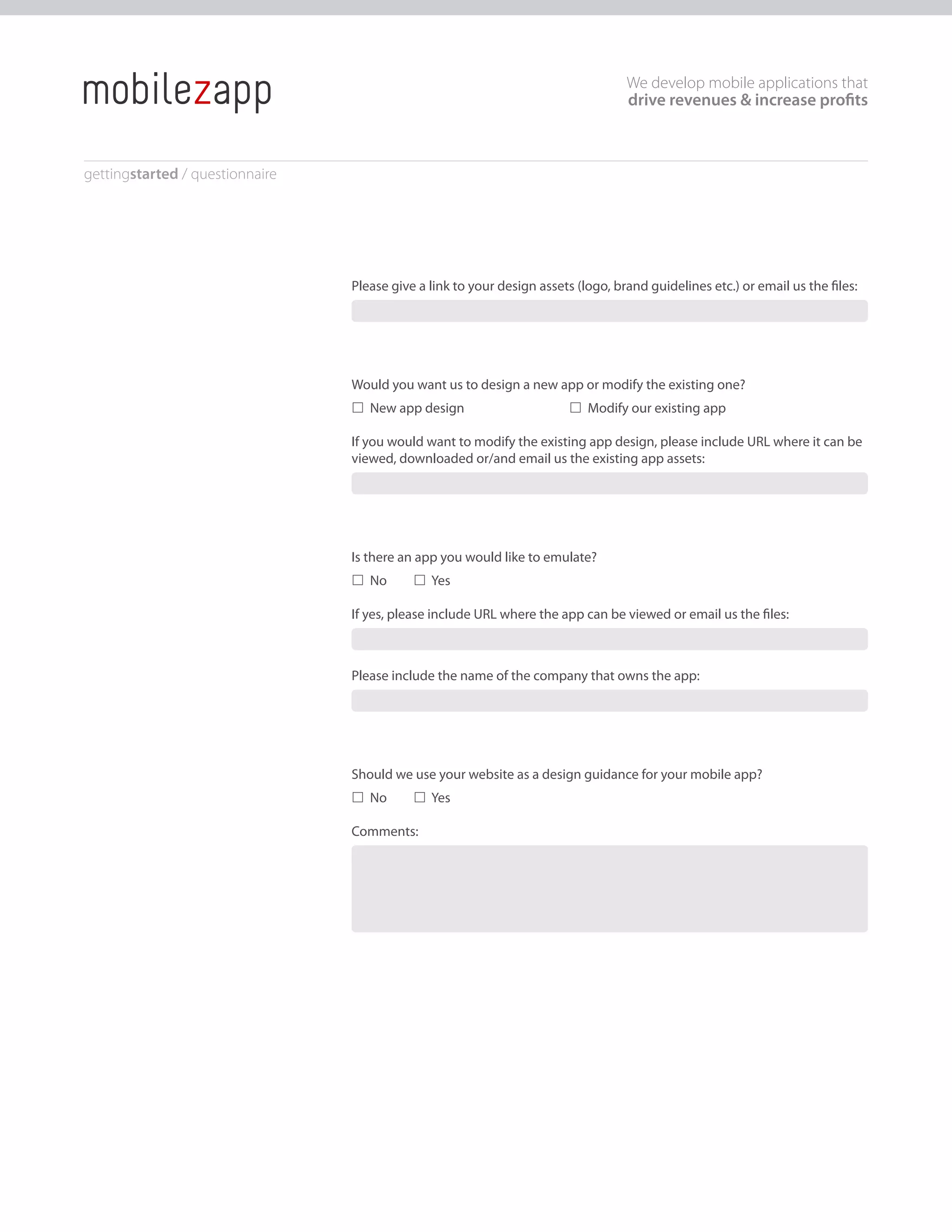 Mobilezapp Questionnaire | PDF