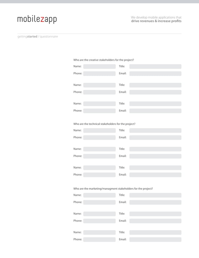Mobilezapp Questionnaire | PDF