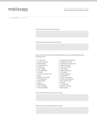 Mobilezapp Questionnaire | PDF