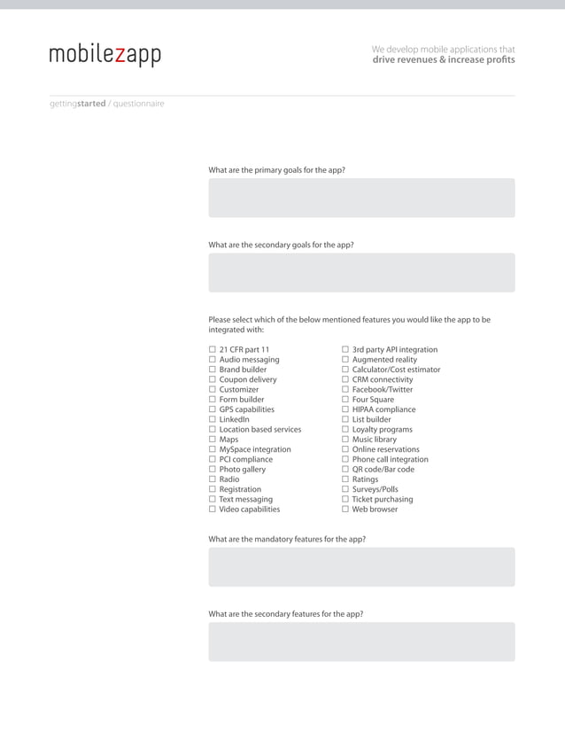Mobilezapp Questionnaire | PDF
