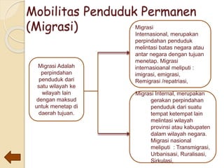 Mobilitas penduduk dan Teori Penduduk | PPT