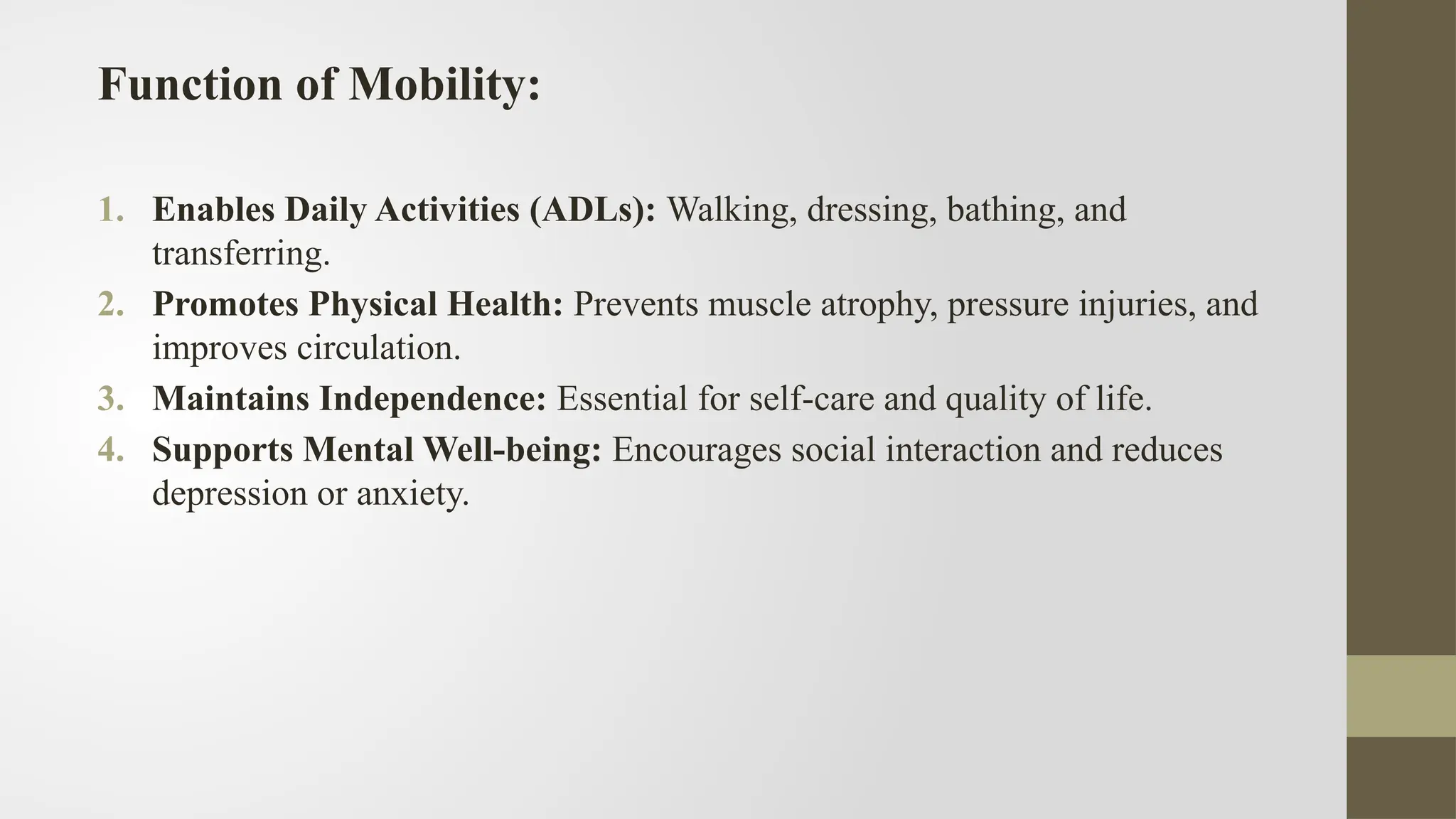 Mobility and Immobility in Nursing...... | PPTX