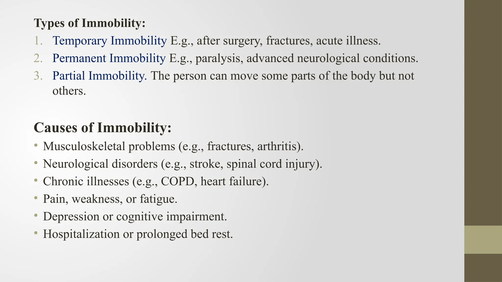 Mobility and Immobility in Nursing...... | PPTX