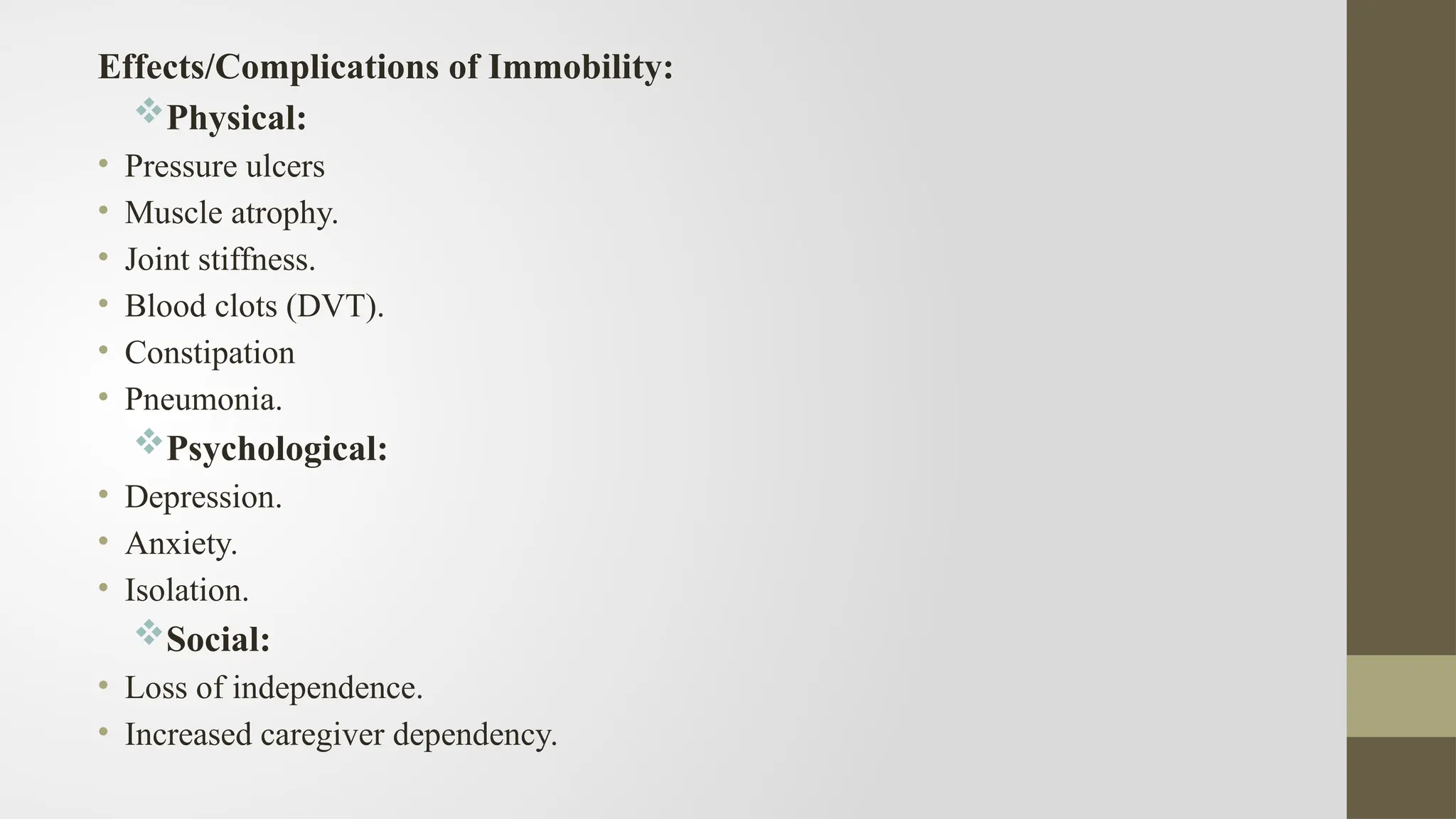 Mobility and Immobility in Nursing...... | PPTX