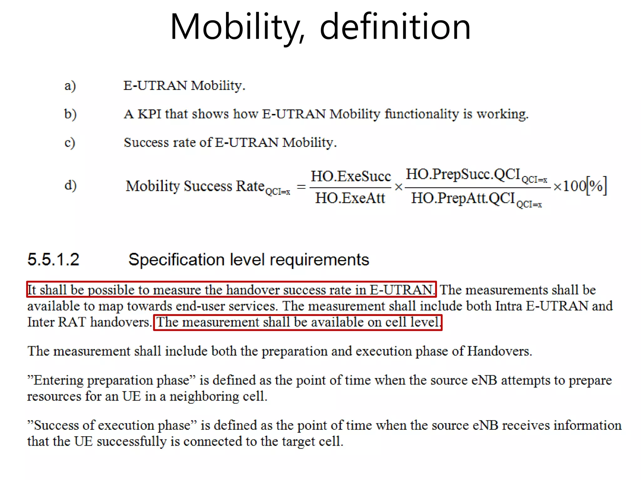 Mobility kpi definition and Implementation | PPT