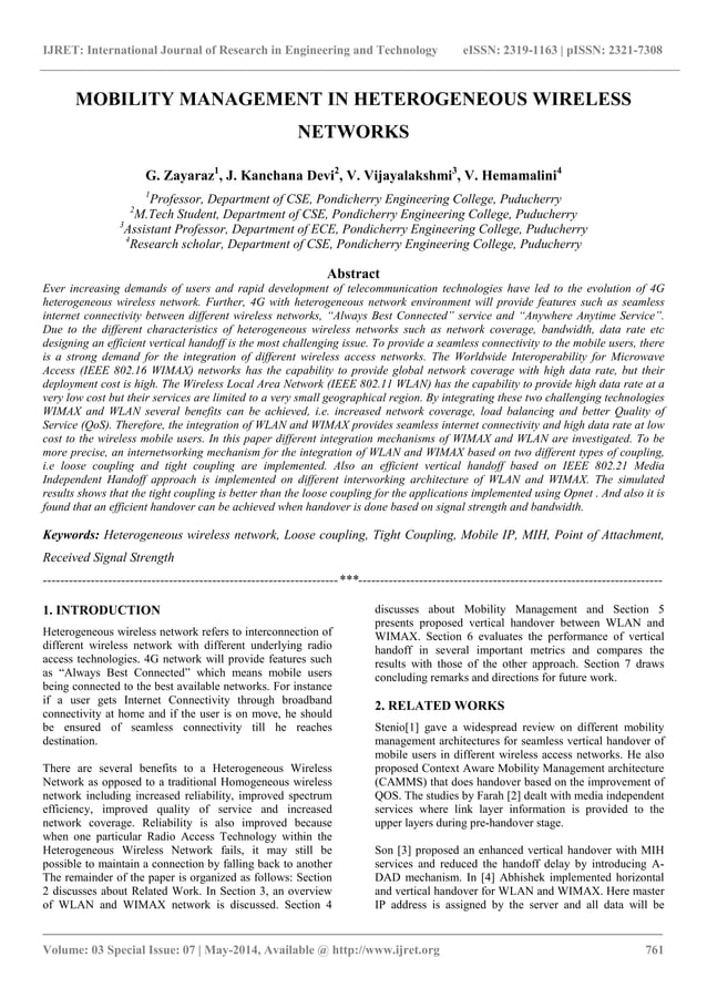 Mobility management in heterogeneous wireless networks | PDF