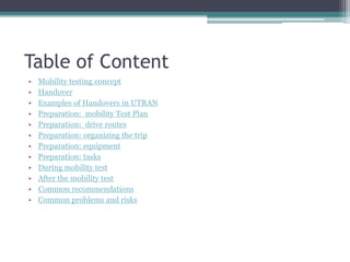 Mobility testing overview and instructions | PPTX