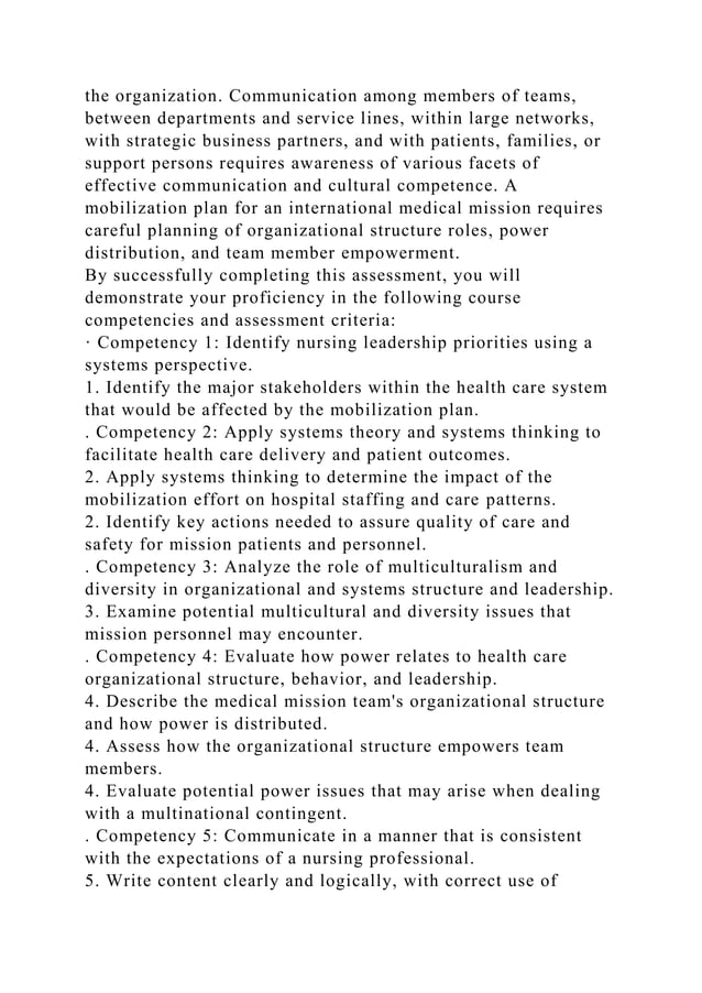 Mobilization Plan Scoring Guide Grading RubricCriteria Non.docx